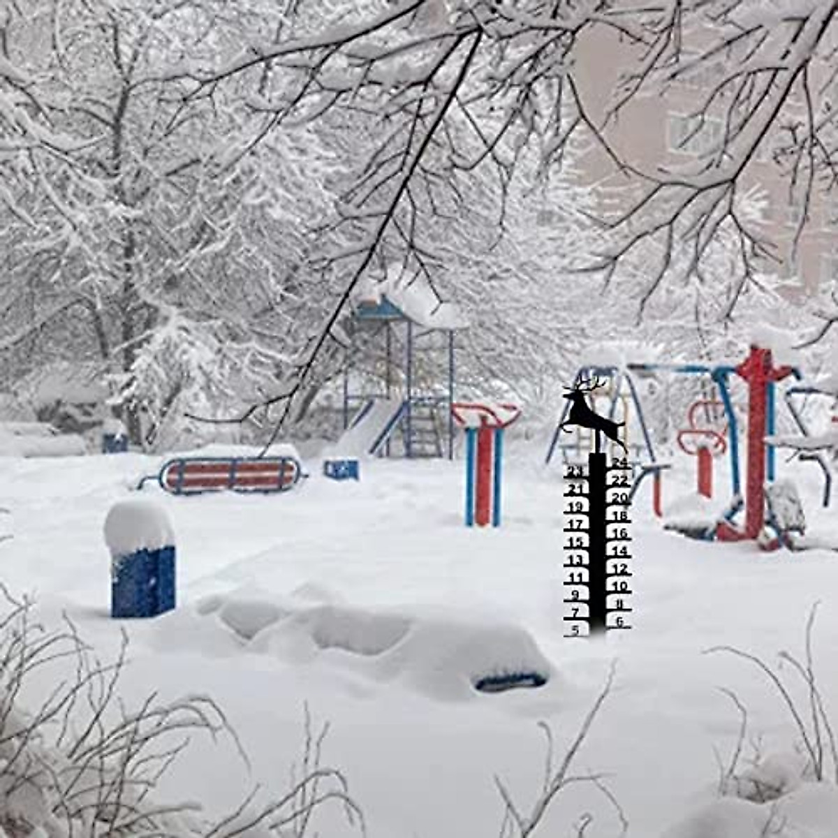 Snow Gauge Decoration Metal 24cm Handmade Gauge Gift Snow Garden Gauge Garden Snowmobile Snow Gauge (C)