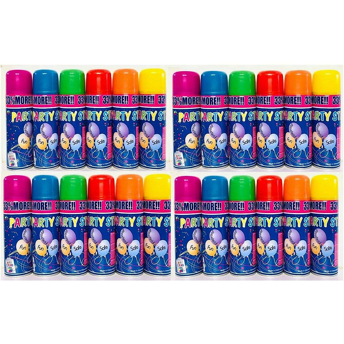 Los Angeles Superstore 24 Pack of Party String Streamers Cans - Fun Crazy Party Supply for Celebrations