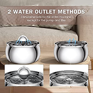 Tomxcute Cat Water Fountain, 4.0L/135oz Automatic Stainless Steel Pet Water Dispenser Metal Dog Drinking Pet Fountains, Ultra-Quiet Pump and 3 Replacement Filters & for Cats, Dogs, Multiple Pets…