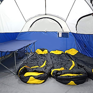 CAMPROS Tent-9-Person-Camping-Tents, Waterproof Windproof Family Tent with Top Rainfly, 3 Large Mesh Windows, Double Layer, Easy Set Up, Portable with Carry Bag, for All Seasons - Blue