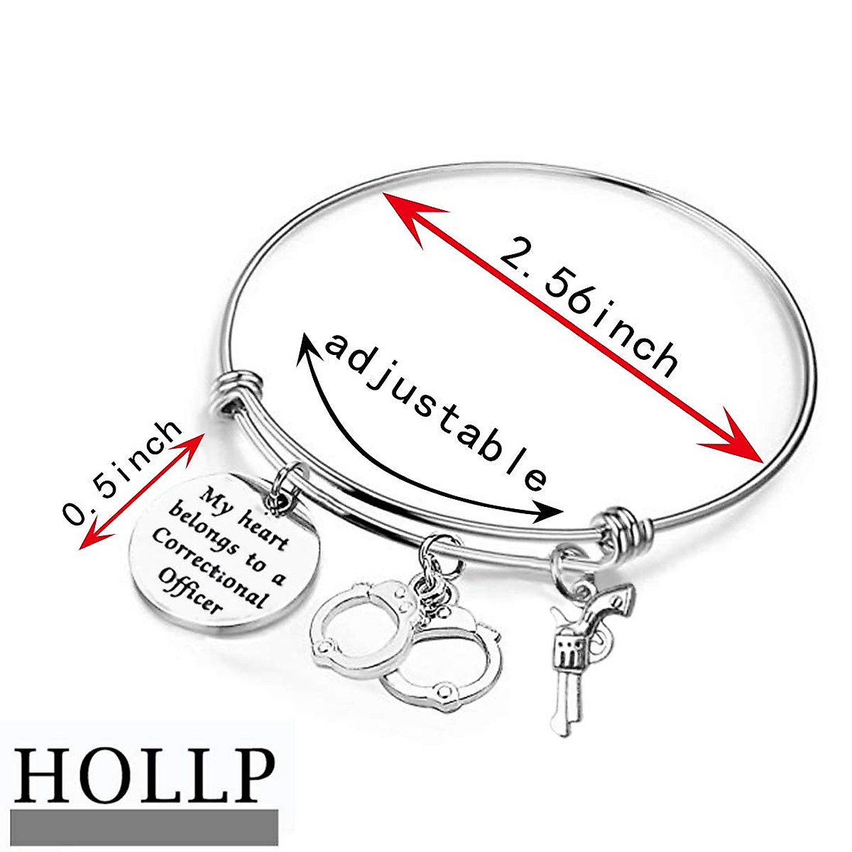 HOLLP Correctional Officer Wife Gift ForCorrectional Officer Mom Wife Daughter Handcuff Charm Jewelry Police Officer Gift (Bracelet)