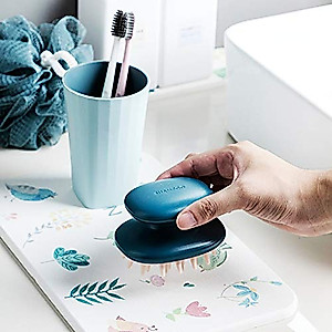 Luca Elf Aid Scalp Massager Brush Shampoo Brush,Soft Silicone Scalp Exfoliator,Wet and Dry Scalp Massager Brush,Remove Dandruff,Promote Hair Growth(Blue)