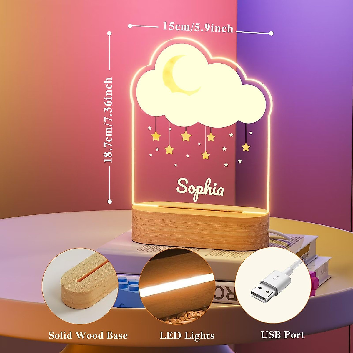 Bemaystar Personalized Gifts for Kids - Star Acrylic 3D Lamp,Personalized Night Light,Customize Name,Lamp Decoration Gift for Daughter Son,Children's Bedroom Decorative Gifts for Boys and Girls