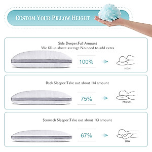 Meoflaw Cooling Pillows Queen Size Set of 2,Shredded Memory Foam Bed Pillows for Sleeping,Queen Pillows for Back & Side Sleepers,Adjustable 2 Pillows Queen Size with Washable Cover