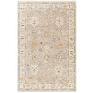 SAFAVIEH Samarkand Collection 8' x 10' Light Grey/Beige SRK106F Hand-Knotted Traditional Wool Area Rug