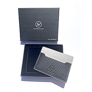 Motorsport Wallet - slim carbon fiber leather with RFID protection card case (Steel Grey)