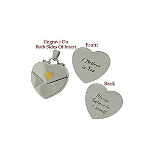 Women's Stainless Steel Engravable Gold Heart Envelope Locket, (20" long chain) - Personalized Secret Locket Necklace - Heart Locket - Custom Necklaces for Women - Gifts for Mom - Gifts for Mom