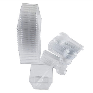 Z-Color 50pcs 4OZ Embellish Crystal Clear Hard Plastic Dessert Cups With Spoons