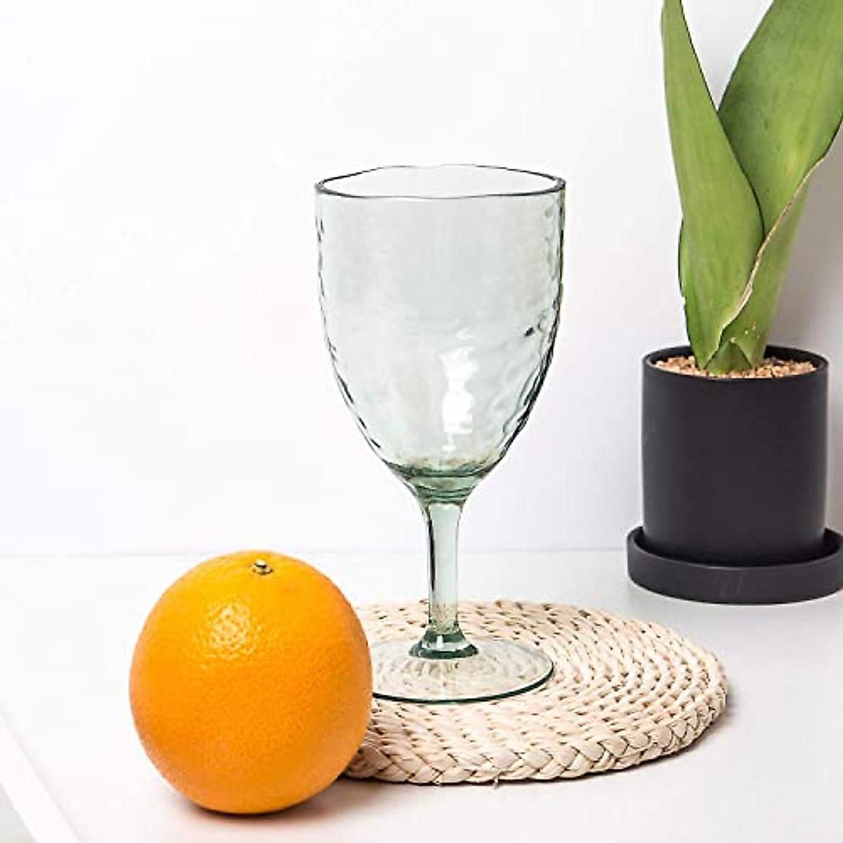 unkno 14 ounce Acrylic Stem Wine Glasses, All-Purpose Wine Glasses, Set of 6 - Spanish green,Dishwasher Safe, BPA Free (Spanish green, 6)