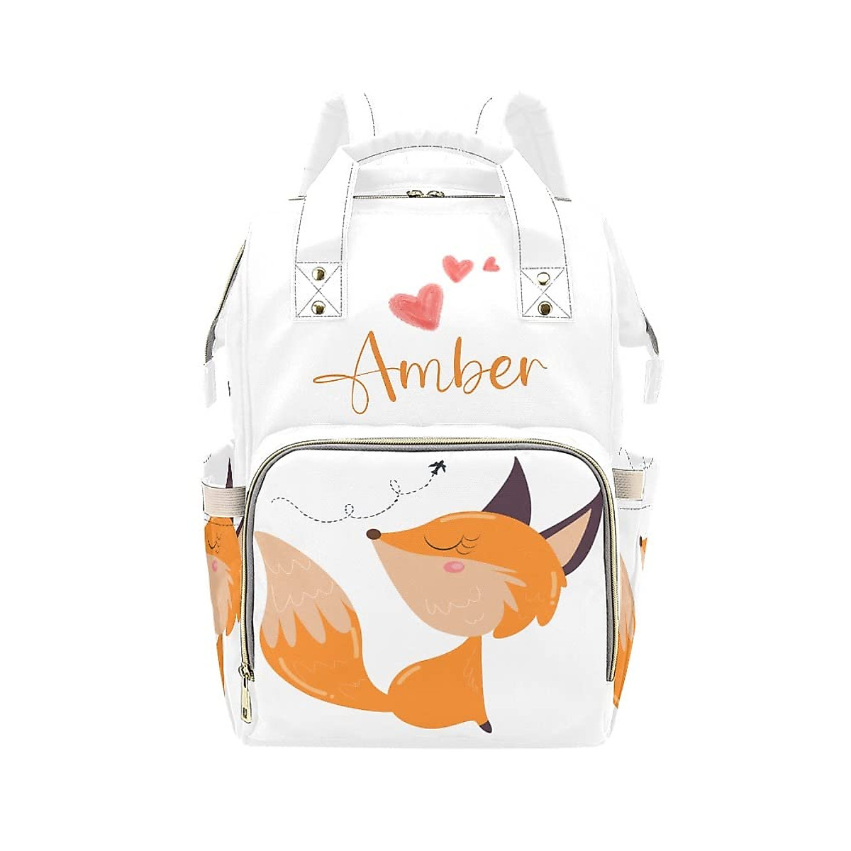 Anneunique Art FoxMaple Leaf Diaper Bags Backpack with Name Personalized Baby Bag Nursing Nappy Bag Travel Tote Bag Gifts for Mom Girl,10.83x6.69x15 inch