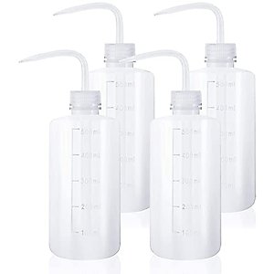 Oubest 4pcs Squeeze Bottles 500ml 16oz Wash Bottle Ldpe Plastic Squirt Water Bottle for Medical Label Tattoo Lash Water Succulent Watering Irrigation -White