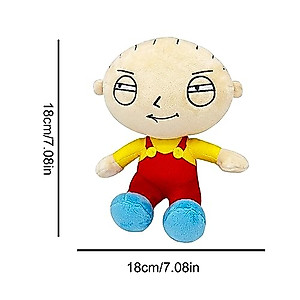 Family-Guy Series Plushies, Hot Drama Cartoon Role Stewie Gri.ffin & Puppy Brian Plush Doll, Soft Anime Character Throw Pillow Toy, Home Decor Collectibles Stuffed Toys for Animation Lovers