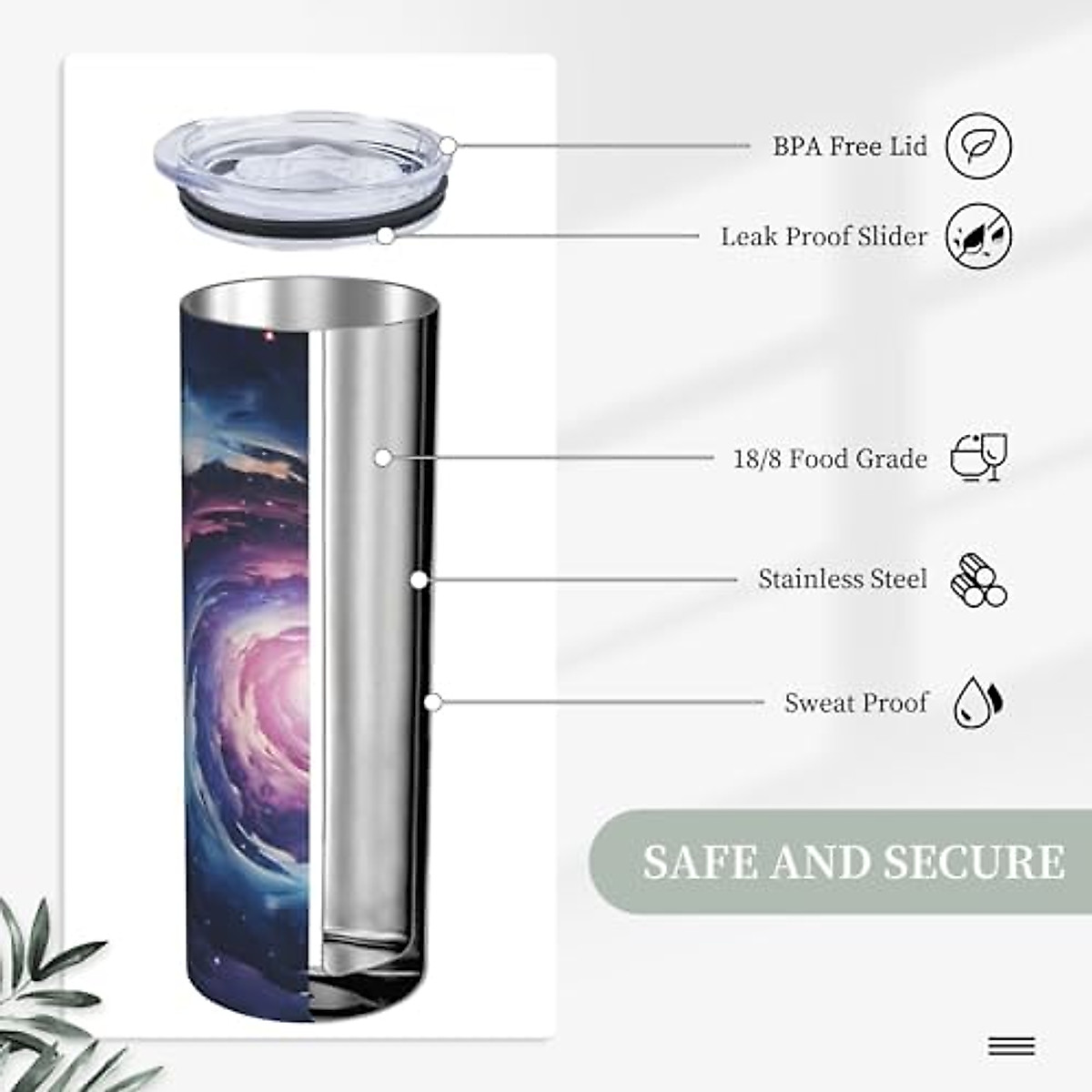 Tangopi Cloud Space Galaxy 20 oz Tumbler with Lid and Straw Insulated Travel Coffee Mug Reusable Spill Proof Coffee Cups Stainless Steel Water Bottle for Hot and Cold Drinks