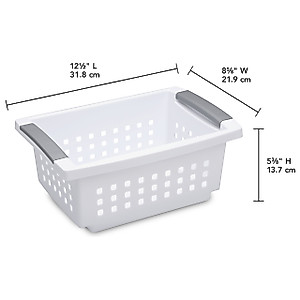 Sterilite 16608006 Small Stacking Basket, White Basket w/ Titanium Accents, 6-Pack