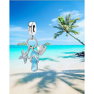 NanMuc Summer Beach Starfish Flip Flop Sliper Shell Charms for Pandora Bracelets