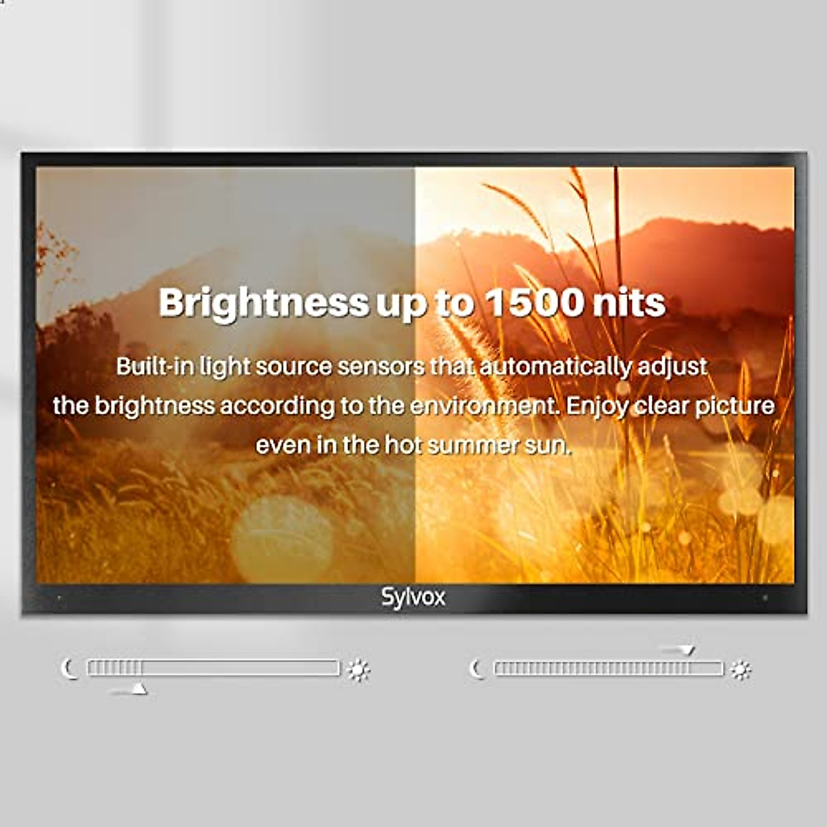 SYLVOX 75 inches Full Sun Outdoor TV Smart Waterproof TV 4K Ultra High-Resolution 2000nits,7x16(H) Support Bluetooth Wi-Fi Suitable for Partial Sun or Strong Light Area(Pool Series) (OT75A1KAGE)