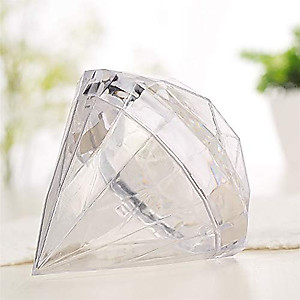Warmtree 12 Pcs Diamond Candy Boxes Plastic Wedding Favor Boxes Clear Jars Candy Storage Boxes Gift Boxes for Wedding Baby Shower Christmas Birthday Party Decorating Ornament Container (Diamond)