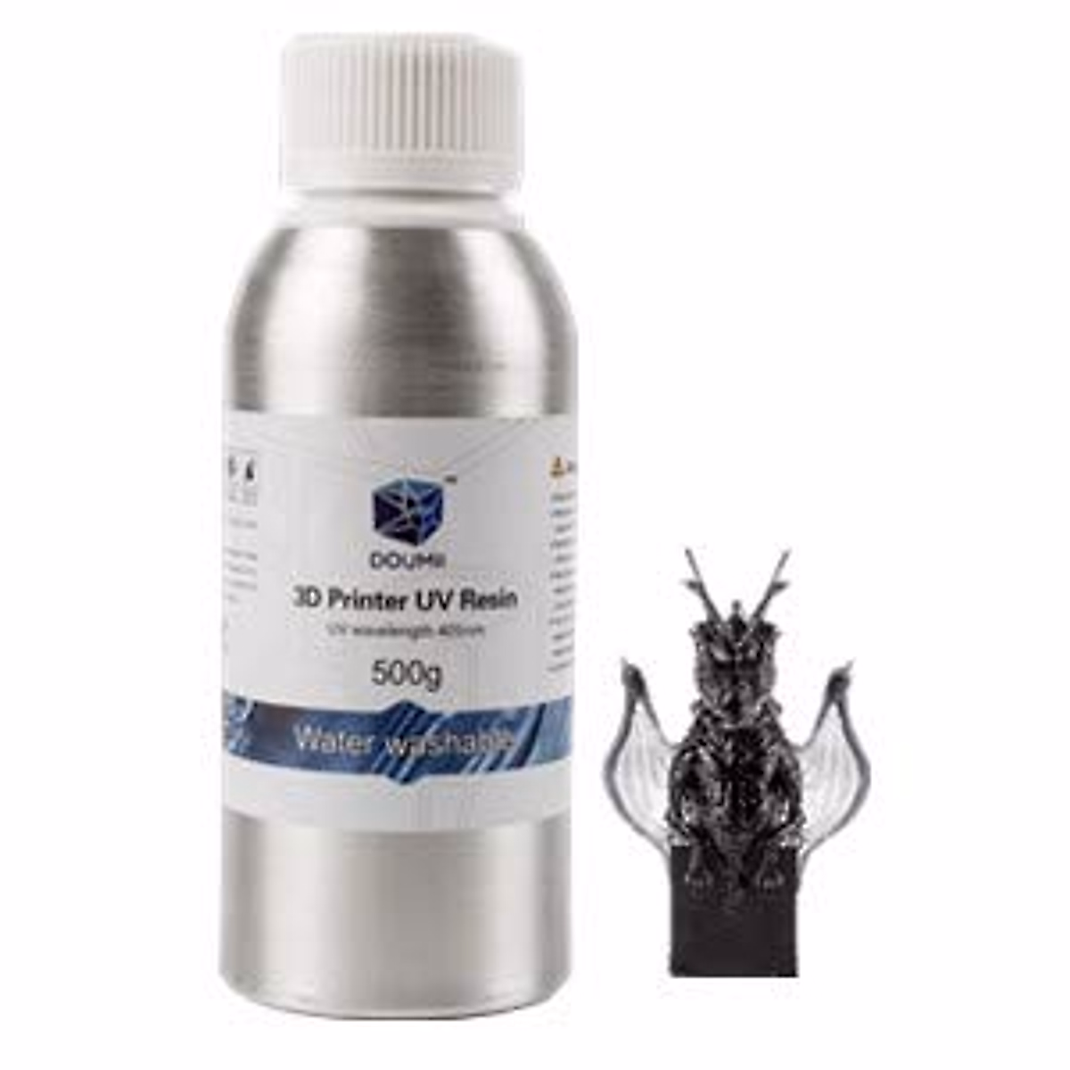 DOUMII Water Washable 3D Resin – 405nm UV Cured 3D Printing Resin, for LCD 3D Printers, Easy to Clean and Cure, Fast Curing with High Precision. (Black, 500G)