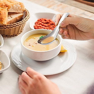 Suwimut Set of 12 Soup Spoons, 5.5 Inch 18/8 Stainless Steel Dinner Spoons Chinese Soup Spoons, Mirror Polished Asian Soup Spoons Silverware for Bouillon, Dessert, Cereal, Wonton, Ramen, Dumpling