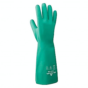 SHOWA 727-09 Nitrile Unlined Chemical Resistant Glove, Large (Pack of 12 Pairs),Light Green