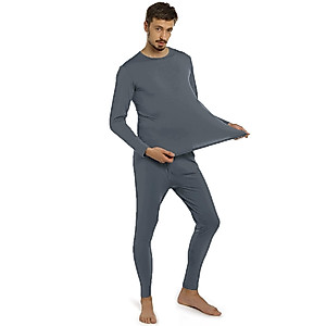 ViCherub Thermal Underwear for Men Fleece Lined Long Johns Thermals Top and Bottom Set Base Layer for Cold Weather Charcoal M
