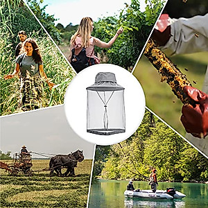 Yoption Mosquito Head Net Hat, Sun Hat Bucket Hat with Hidden Net Mesh for Outdoor Fishing Hiking Safari Gardening, with Carry Bags, for Men Women (Grey)