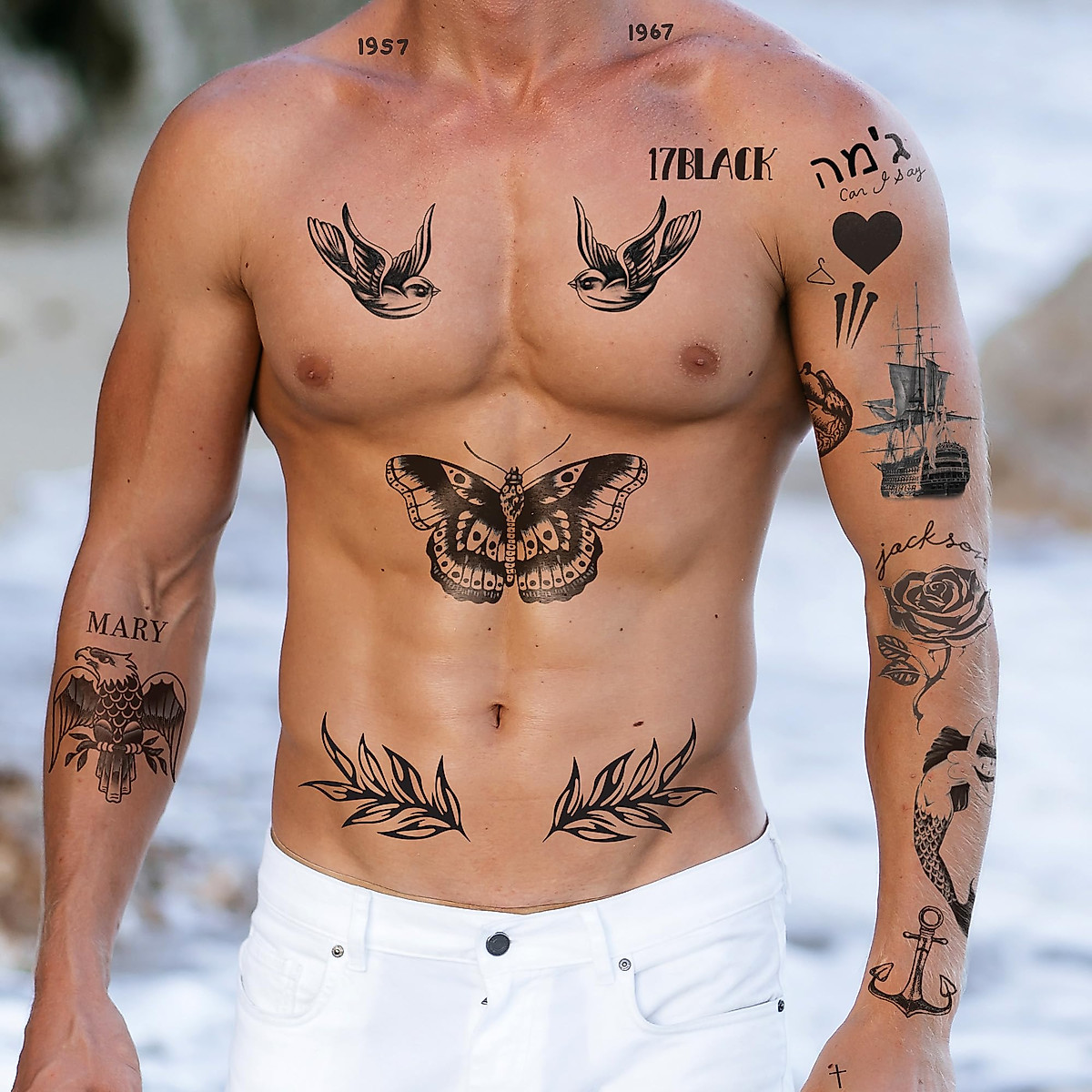 FashionTats Styles inspired by Harry Pop Star Temporary Tattoos | Halloween Costume Tattoos | Cosplay Kits | Skin-Safe | MADE IN USA | Removable