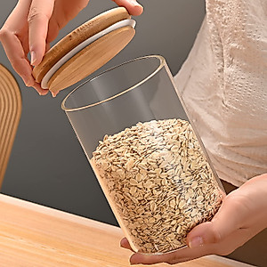 umieo Glass Food Storage Containers with Lids, Small Storage Containers 27oz Set of 2, Glass Storage Jars with Airtight Lids for, Flour, Rice, Nuts, Candy, Coffee, Beans