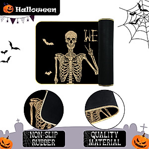 ARTUFAN Halloween Skull Doormat - Funny and Spooky Welcome Mat, Low-Profile Non-Slip Entr Door mat Living Room Kitchen Floor Mat Home Halloween Indoor Outdoor Decoration - 17" x 29"
