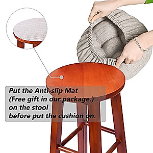 baibu Set of 2 Stool Covers Round, Super Soft Round Bar Stool Cushion Covers Seat Cushion - 2 Cushions Only (Beige, 14" (35 cm))