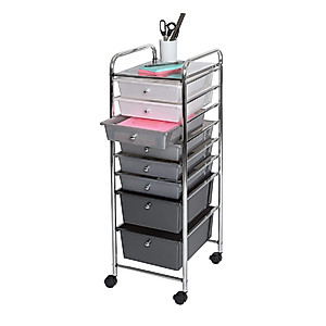 Seville Classics 8-Drawer Multipurpose Mobile Rolling Utility Storage Bin Organizer Cart, Gradient Gray
