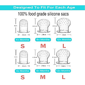 Baby Food Feeder, Fresh Food - 2 Pack Fruit Feeder Pacifier, 6 Different Sized Silicone Pacifiers | Baby Food Dispensing Spoon | Teether Baby Feeding Set | Fresh Frozen Fruit Teething Toy (Pink)