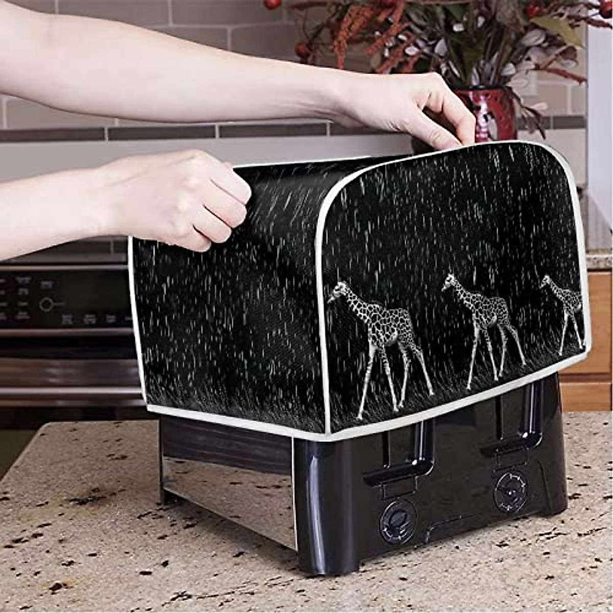 Salabomia Bread Toaster Cover 2 Slice, Giraffe Washable Bread Toaster Oven Dustproof Cover, Small Decorative Bread Maker Cover, Anti Fingerprint Toaster Covers, Black