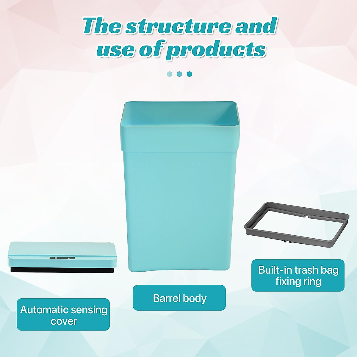 Dkeli Trash Can 13 Gallon Kitchen Trash Can for Bathroom Bedroom Home Office Automatic High-Capacity Plastic Touch Free Garbage Can with Lid Waste Bin 50 Liter, Set of 2