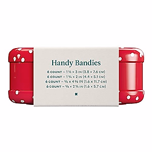 Welly Bandages - Handy Bandies | Adhesive Flexible Fabric Bravery Badges | Assorted Shapes for Minor Cuts, Scrapes, and Wounds | Colorful and Fun First Aid Tin for Fingers and Toes - 24 Count