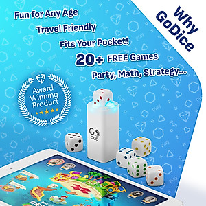 GoDice Full Pack - 6 Smart Connected Dice. Brings The Best Dice Games of All Time to the 21st Century. Educational, Fun, and Innovative Games for Family, Friends, Game nights. Free App. Cool Tech Gift