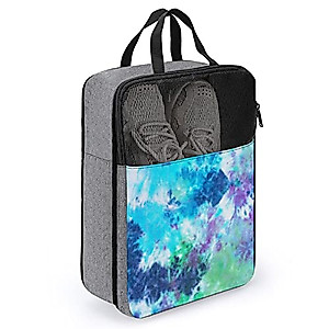 Frcavbin Watercolor Tie Dye Travel Shoe Bag Shoes Carrier with Handle and Zipper Foldable Shoe Puches Organizer for Home storage School starts