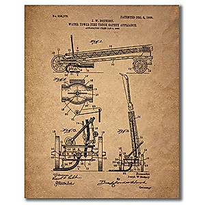 BigWig Photos Fireman Patent Wall Art Prints - Firemen Firefighter Gift Set of 6 (8 inches x 10 inches)