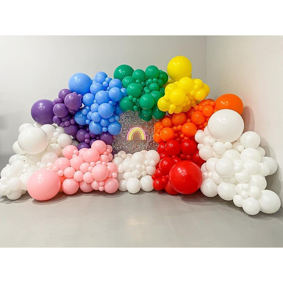 140pcs Rainbow Balloons Different Sizes Assorted Color 5/10/12/18 Inches Latex Balloons,Multicolor Bright Balloons for LGBT Wedding Party Decoration,Birthday Party Supplies or Arch Garland Decoration