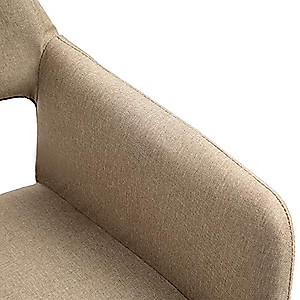 HOMCOM Dining Chairs Set of 2 Home Modern Accent Armchair for Bedroom Living Room with Fabric Surface and Solid Wood Legs, Taupe