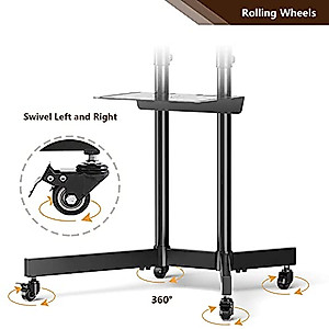 Mobile TV Stand with Wheels for 32-80 Inch LCD LED 4K Flat Screens with Wheels - Height Adjustable TV Cart Rolling TV Stand with Laptop Shelf, Outdoor TV Stand - Max VESA 600x400, Black