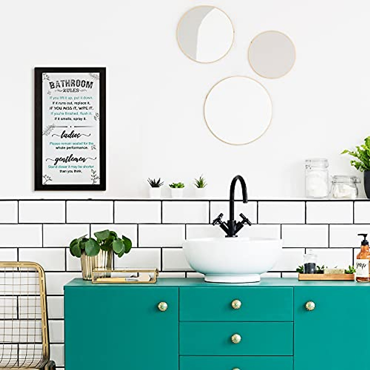 Jetec Bathroom Wall Decor Funny Bathroom Rules Sign Bathroom Rules Wall Decor for Kids Bathroom Rules Wall Plaque Rustic Wood Toilet Decoration Wall Art for Bathroom Decor, 13.8 x 7.9 x 0.2 Inches