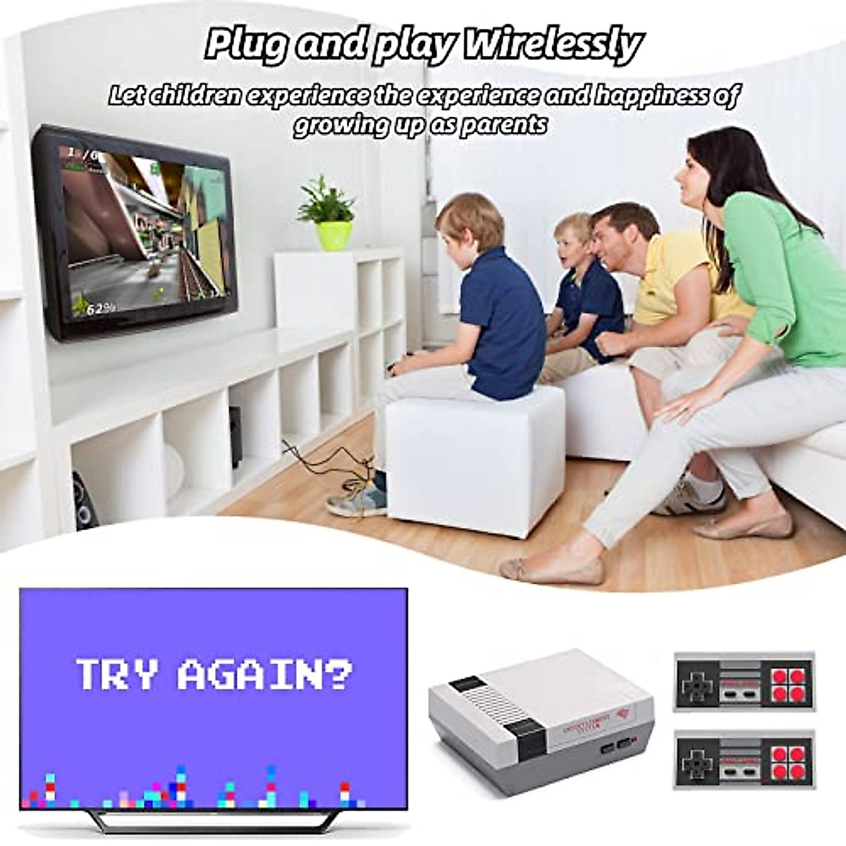 Retro Game Console with 620 Video Games,Classic Mini Game System with Wireless Controller, RCA and HDMI HD Output Plug and Play,Retro Toys Gifts Choice for Children and Adults.