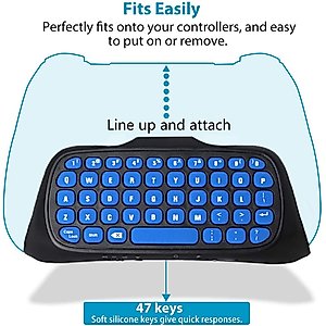 PS4 Controller Keyboard, 2.4G Wireless Rechargeable Online Gaming Live Chat Message Chatpad Keypad with 3.5mm Audio Aux-in Headset for Sony PlayStation 4, PS4 Slim, PS4 Pro (Controller Not Included)