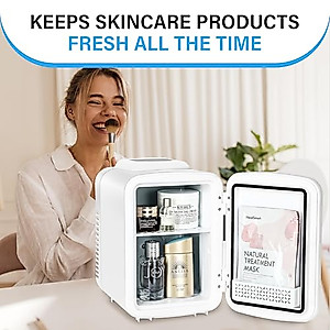 iPower Mini 4L/6 Cans Portable Small Refrigerator Cooler & Warmer Compact Fridge for Bedroom, Dorm, Office, Beverage, White