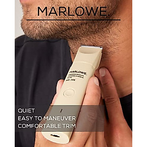 Marlowe. No. 145 Body Hair Trimmer for Men, Desert Sand, Lightweight Waterproof Personal Groomer, Ceramic Blades, Adjustable Comb Lengths & Rechargeable Battery for Head to Toe Male Grooming