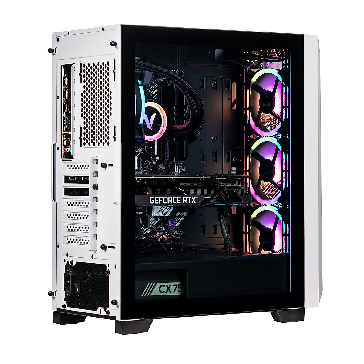 Velztorm White Pilum CTO Gaming Desktop PC Liquid-Cooled (AMD Ryzen 7 5700X 8-Core, GeForce RTX 3080 10GB, 16GB DDR4, 1TB PCIe SSD + 2TB HDD (3.5), RGB Fans, 750W PSU, AC WiFi, BT 5.0, Win11Home)