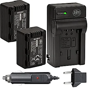 BM Premium 2-Pack of VW-VBT190 Batteries and Battery Charger for HC-V800K, HC-VX1K, HC-WXF1K, HCV520, HC-V550, HCV710, HCV720, HC-V750, HC-V770, HC-VX870, HC-VX981, HC-W580, HC-W850, HCWXF99