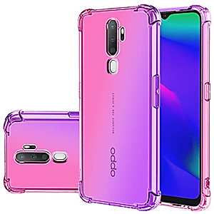 Gufuwo Case for Oppo A9 2020/OPPO A11X/OPPO A5 2020/OPPO A11 Cute Case Girls Women, Gradient Slim Anti Scratch Soft TPU Phone Cover Shockproof Protective Case for Oppo A9 2020 (Pink/Purple)