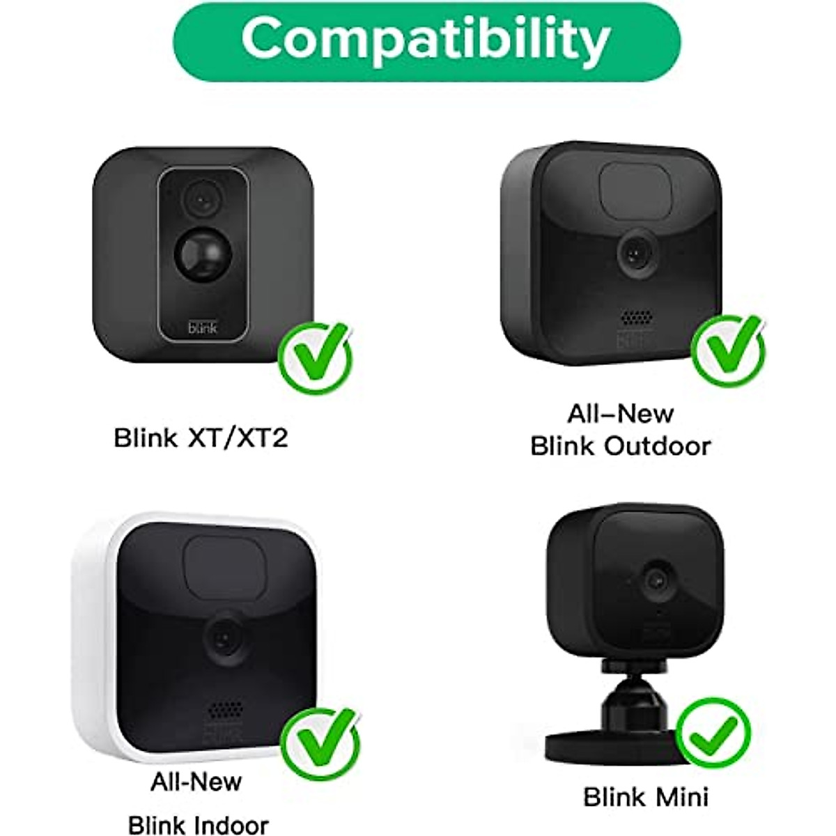 Blink Outdoor Camera Wall Mount, 360 Degree Adjustable Flexible Clip Clamp for Blink XT/XT2/All-New Blink/Blink Mini, for Blink Indoor Security Camera System, Attach Blink Camera Without Any Tools